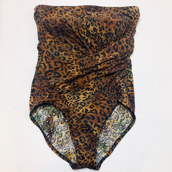 Miraclesuit | Swim | Miraclesuit Leopard Twist Knit Bandeau Swimsuit 2 ...